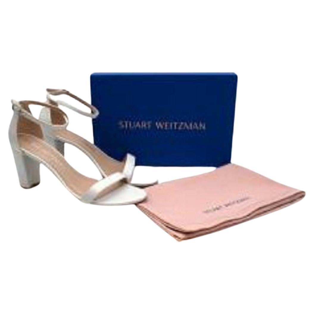 Stuart Weitzman White Smooth Calf Amelina 75 Sandals For Sale at 1stDibs