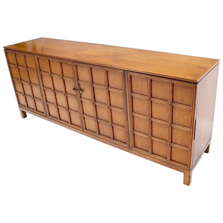 Studded Lattice Work Four Door long Credenza Server at 1stDibs
