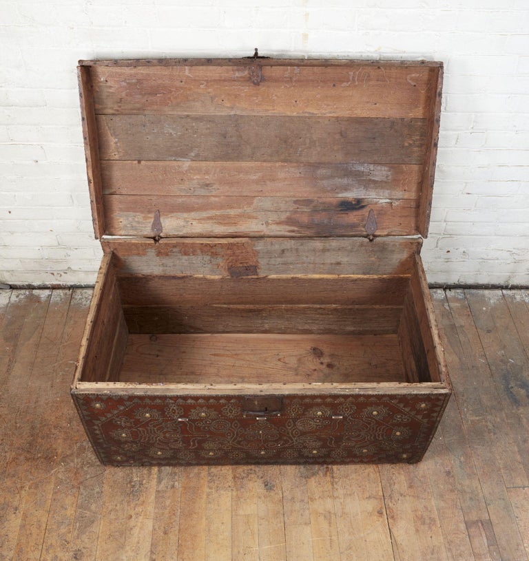 Studded Leather Travel Chest For Sale at 1stDibs