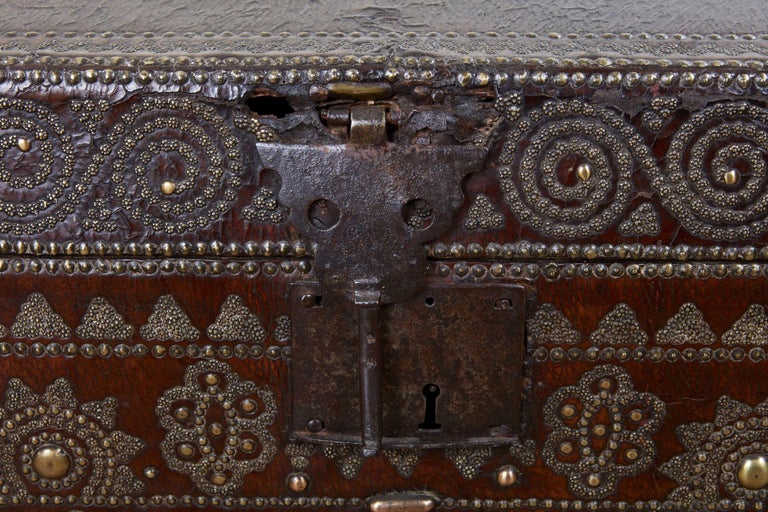 Studded Leather Travel Chest For Sale at 1stDibs