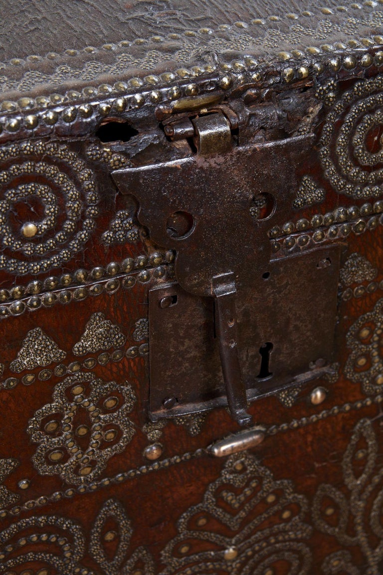 Studded Leather Travel Chest For Sale at 1stDibs