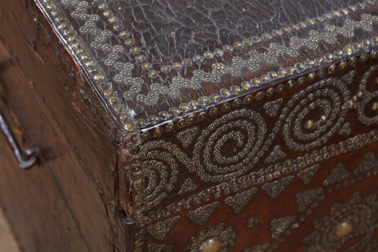 Studded Leather Travel Chest For Sale at 1stDibs