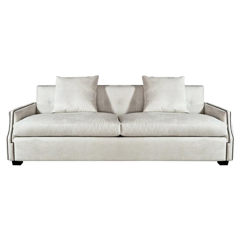 Studded Off-White Sofa For Sale at 1stDibs