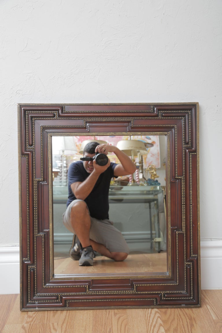 Studded Wood Mirror by Michael Smith For Sale at 1stDibs