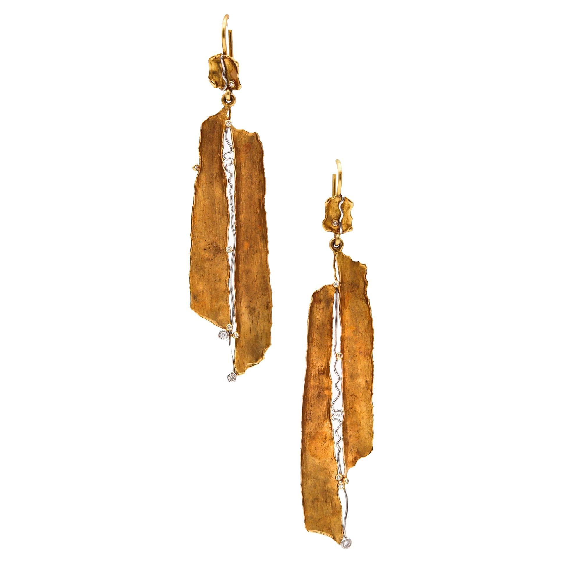 Studio 1970 Sculptural Freeform Dangle Earrings in 18Kt Gold Platinum ...