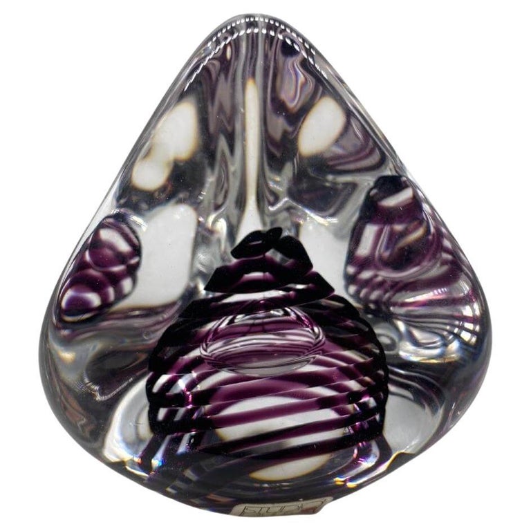 Studio AArhus 'Ahus' Swedish Purple Glass Paperweight For Sale at 1stDibs