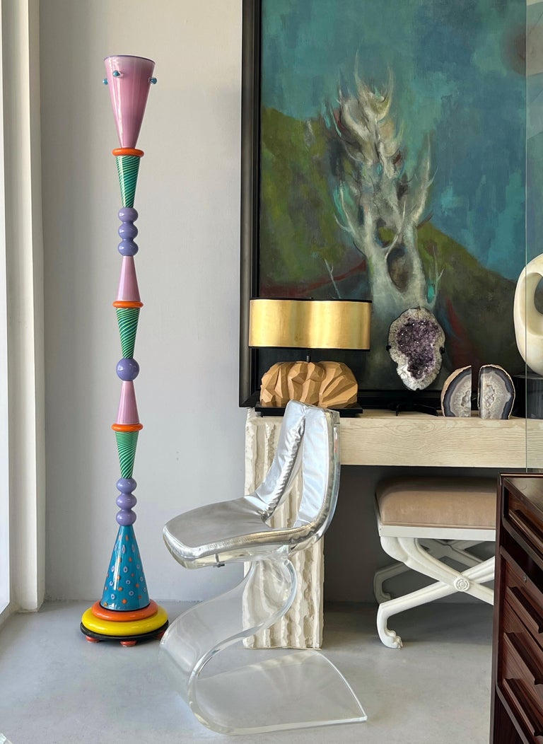 Studio Art Glass Post Modern Sculpture Floor Lamp Signed and Dated For ...