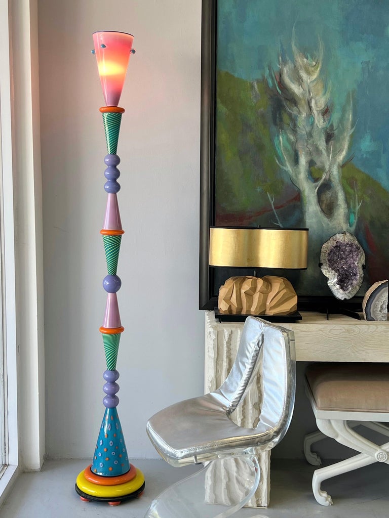 Studio Art Glass Post Modern Sculpture Floor Lamp Signed and Dated For ...