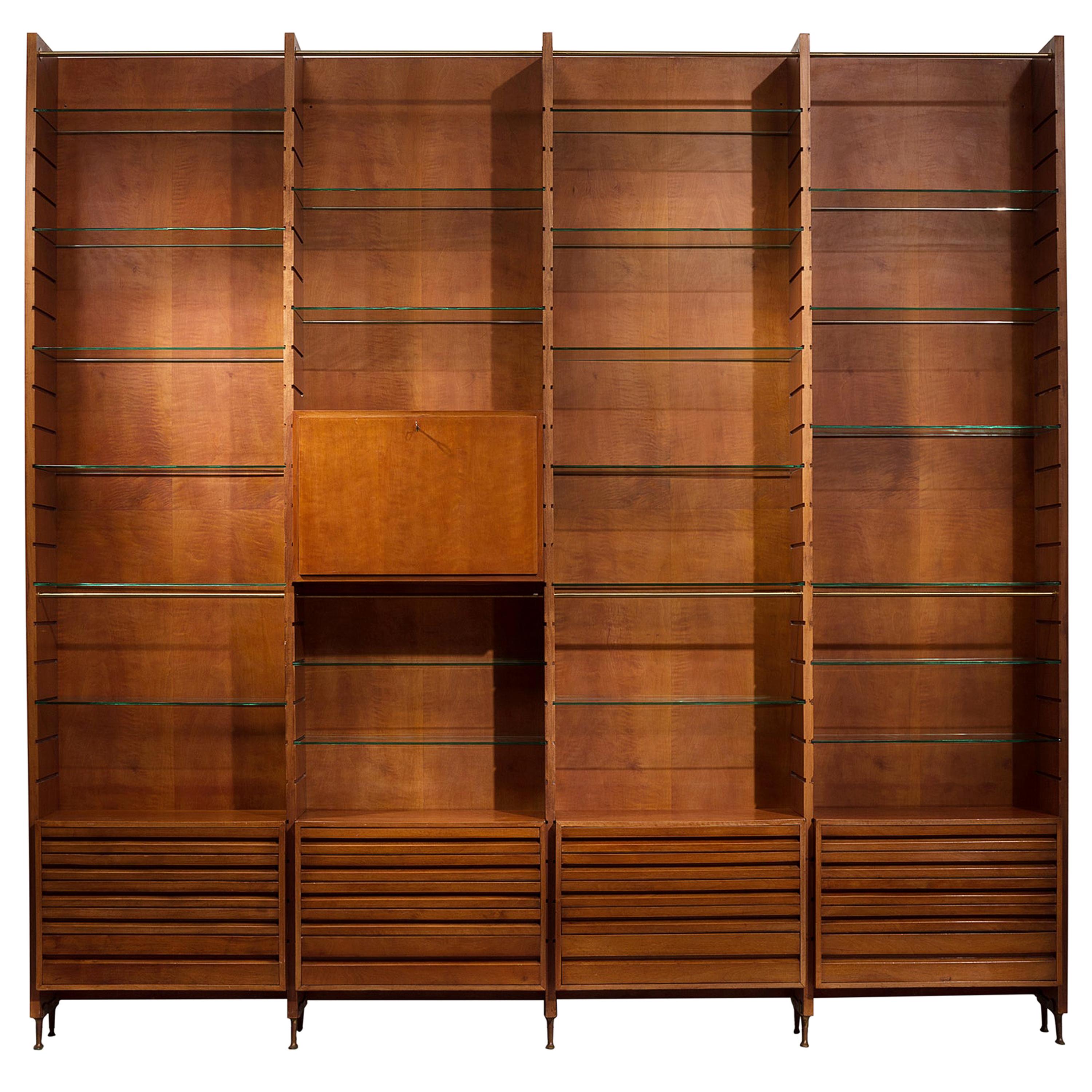 Studio BBPR Large Library in Italian Walnut For Sale at 1stDibs