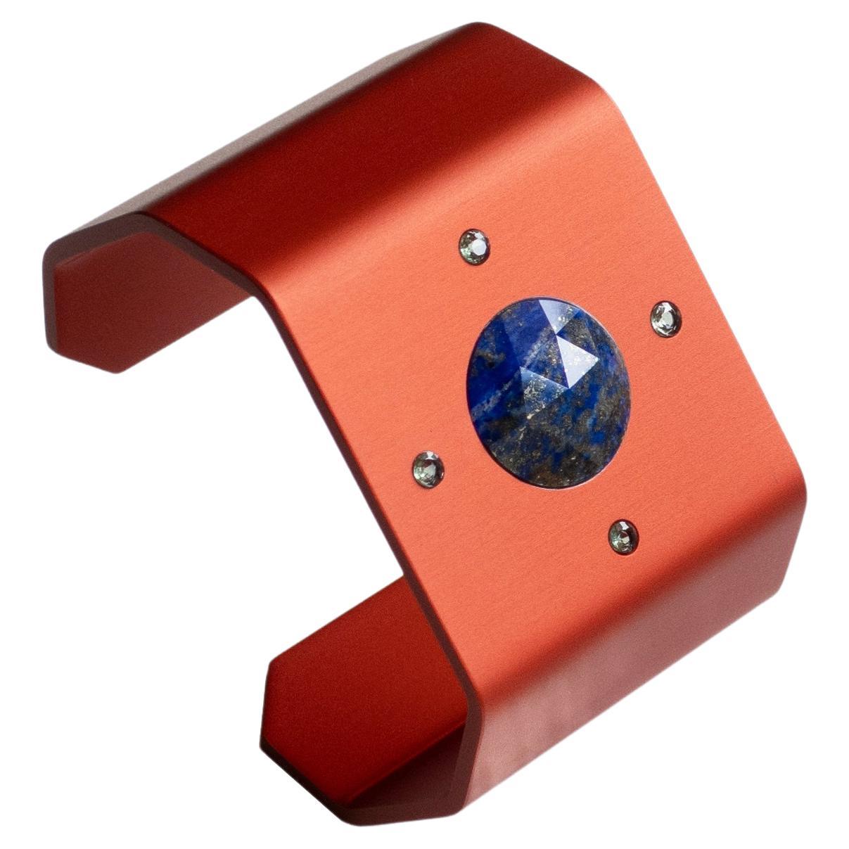 Studio C Lapis Lazuli Sapphires and Red Aluminium Cuff For Sale at 1stDibs