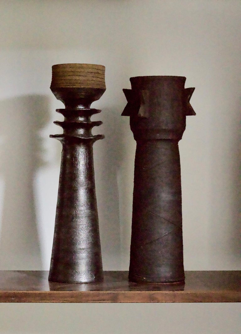 Studio Ceramic Sculpture or Vessel in Dark Grey by Clive Brooker ...