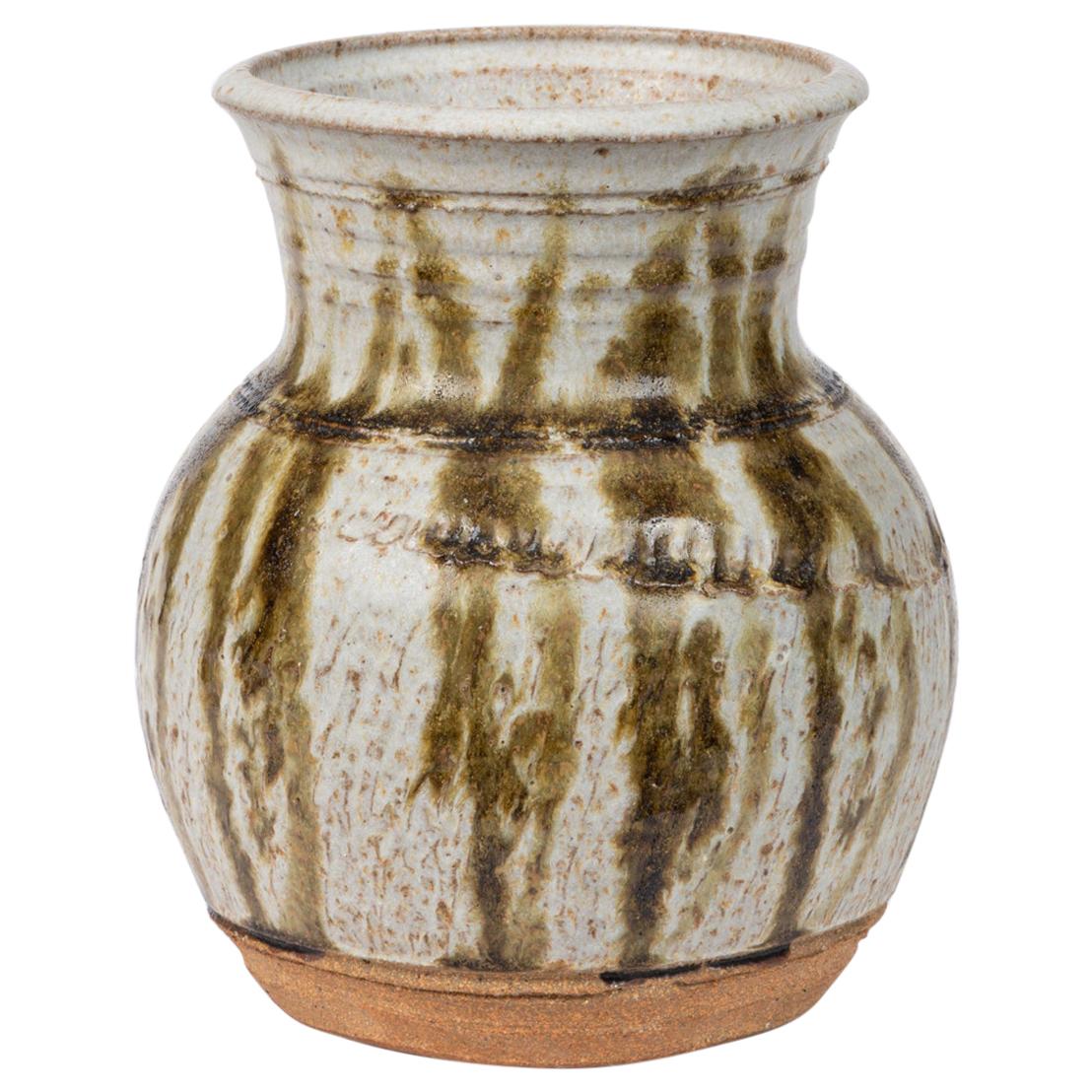 Studio Ceramic Stoneware Vase/Vessel with Vertical Striation at 1stDibs