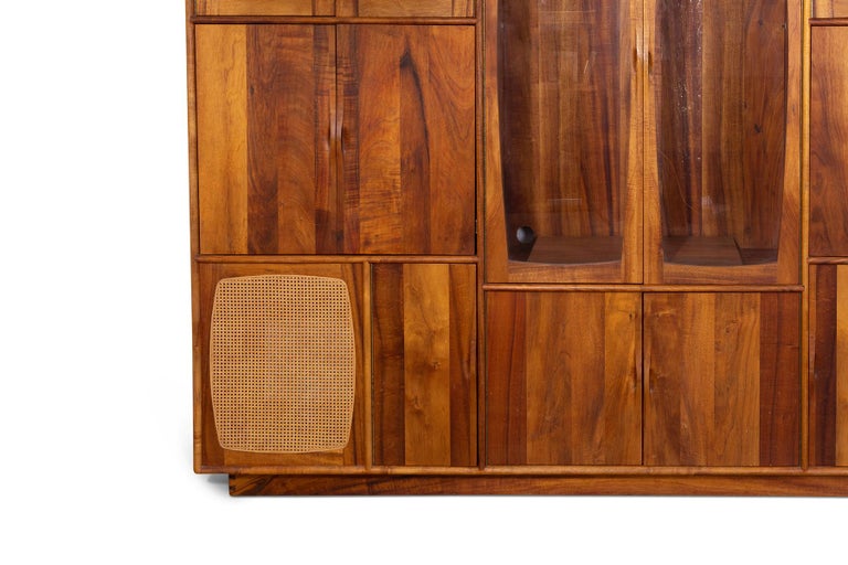 Studio Crafted One-Off Solid Walnut Wall Unit For Sale at 1stDibs