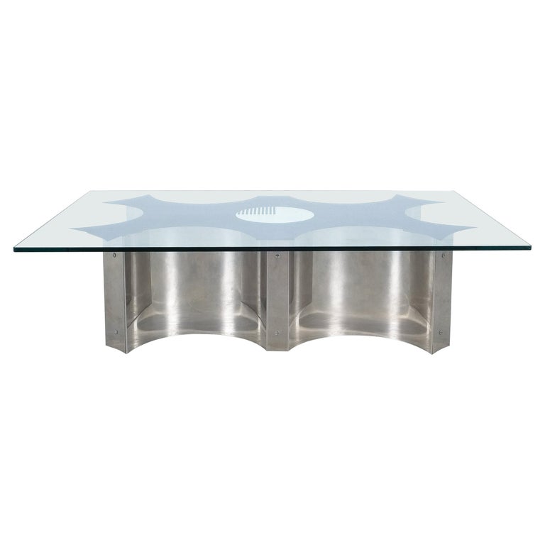 Studio Davico Coffee Table Stainless Steel Mirror Glass, Italy, Circa 1970 For Sale at 1stDibs