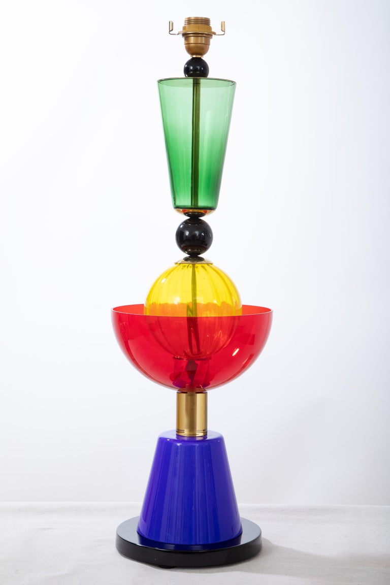 Studio Glass Memphis Style Table Lamp, Italy in Stock For Sale at 1stDibs