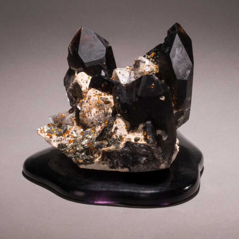 Studio Greytak 'Black Quartz on Cast Glass' Orange Spessartine and ...