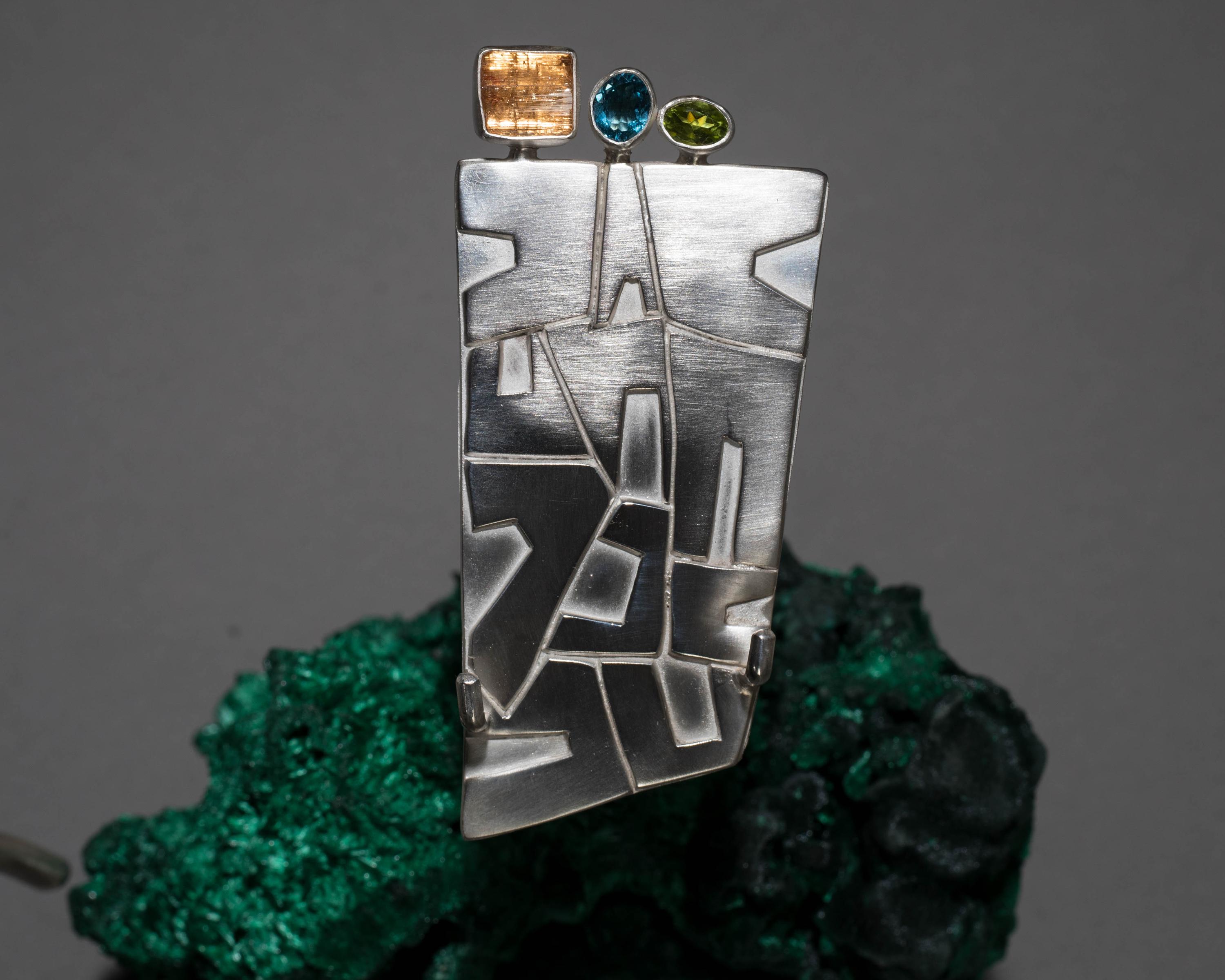 Studio Greytak 'Chrysoprase Bracelet on Malachite' with Ammolite and ...