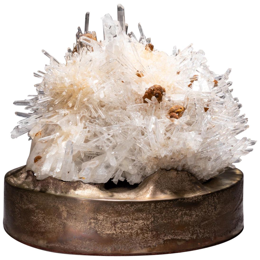 Studio Greytak 'Quartz on Bronze Base' Clear Quartz and Bronze Pedestal ...