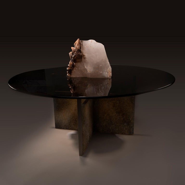 Studio Greytak "Iceberg Table 5" Alligator Quartz, Iron Patina, Smoky ...