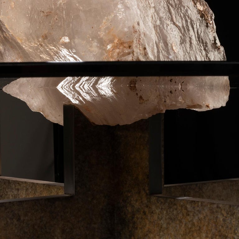 Studio Greytak "Iceberg Table 5" Alligator Quartz, Iron Patina, Smoky ...