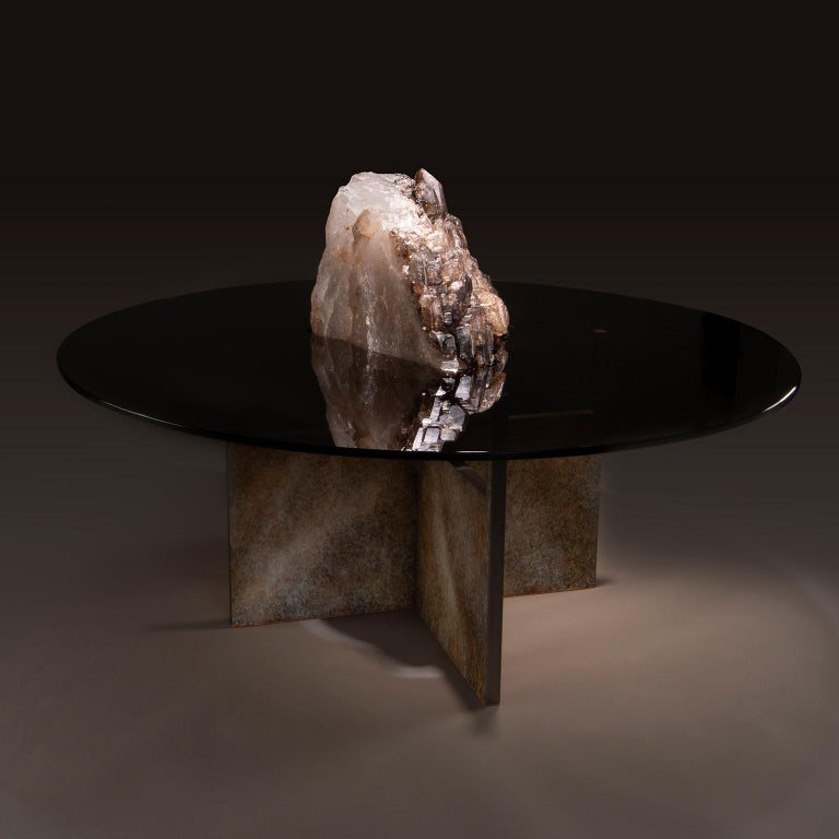 Studio Greytak "Iceberg Table 5" Alligator Quartz, Iron Patina, Smoky ...