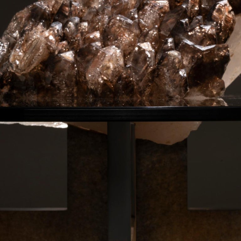 Studio Greytak "Iceberg Table 5" Alligator Quartz, Iron Patina, Smoky ...