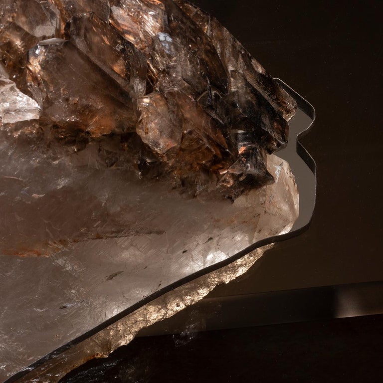 Studio Greytak "Iceberg Table 5" Alligator Quartz, Iron Patina, Smoky ...
