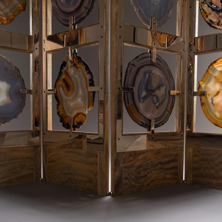 Studio Greytak 'Mango Glacier Screen' Brazilian Agates, Bronze and ...