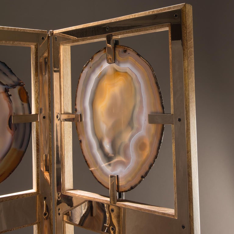 Studio Greytak 'Mango Glacier Screen' Brazilian Agates, Bronze and ...