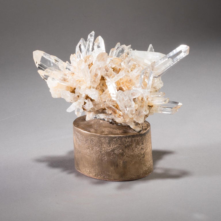 Studio Greytak 'Quartz on Bronze Base' Clear Quartz and Bronze Pedestal ...