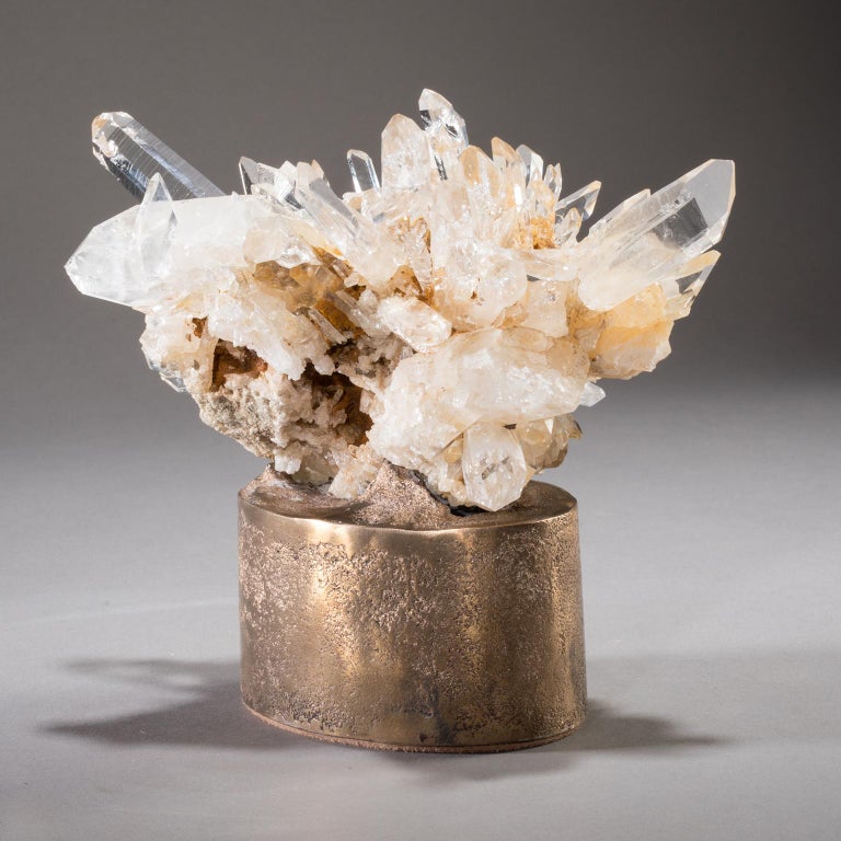 Studio Greytak 'Quartz on Bronze Base' Clear Quartz and Bronze Pedestal ...