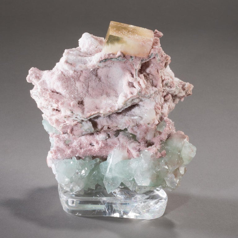 Studio Greytak 'Stilbite, Calcite and Apophyllite on Crystal Base ...