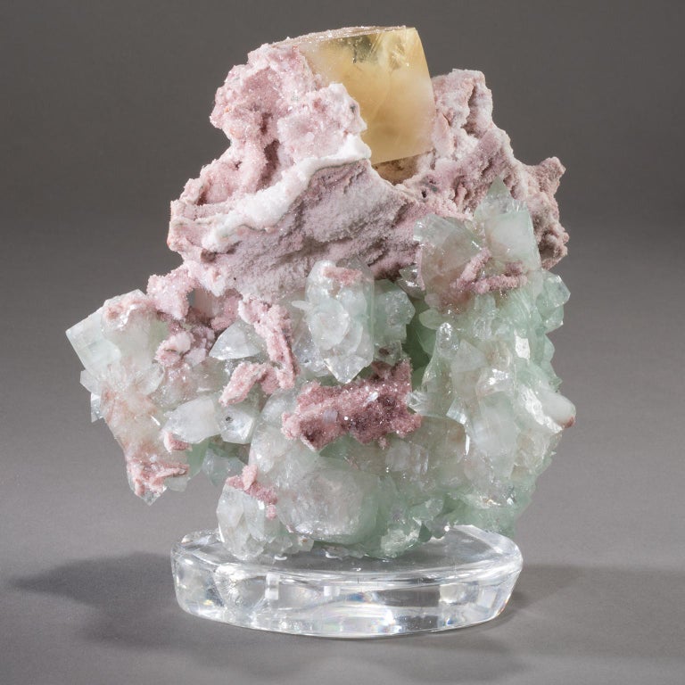 Studio Greytak 'Stilbite, Calcite and Apophyllite on Crystal Base ...