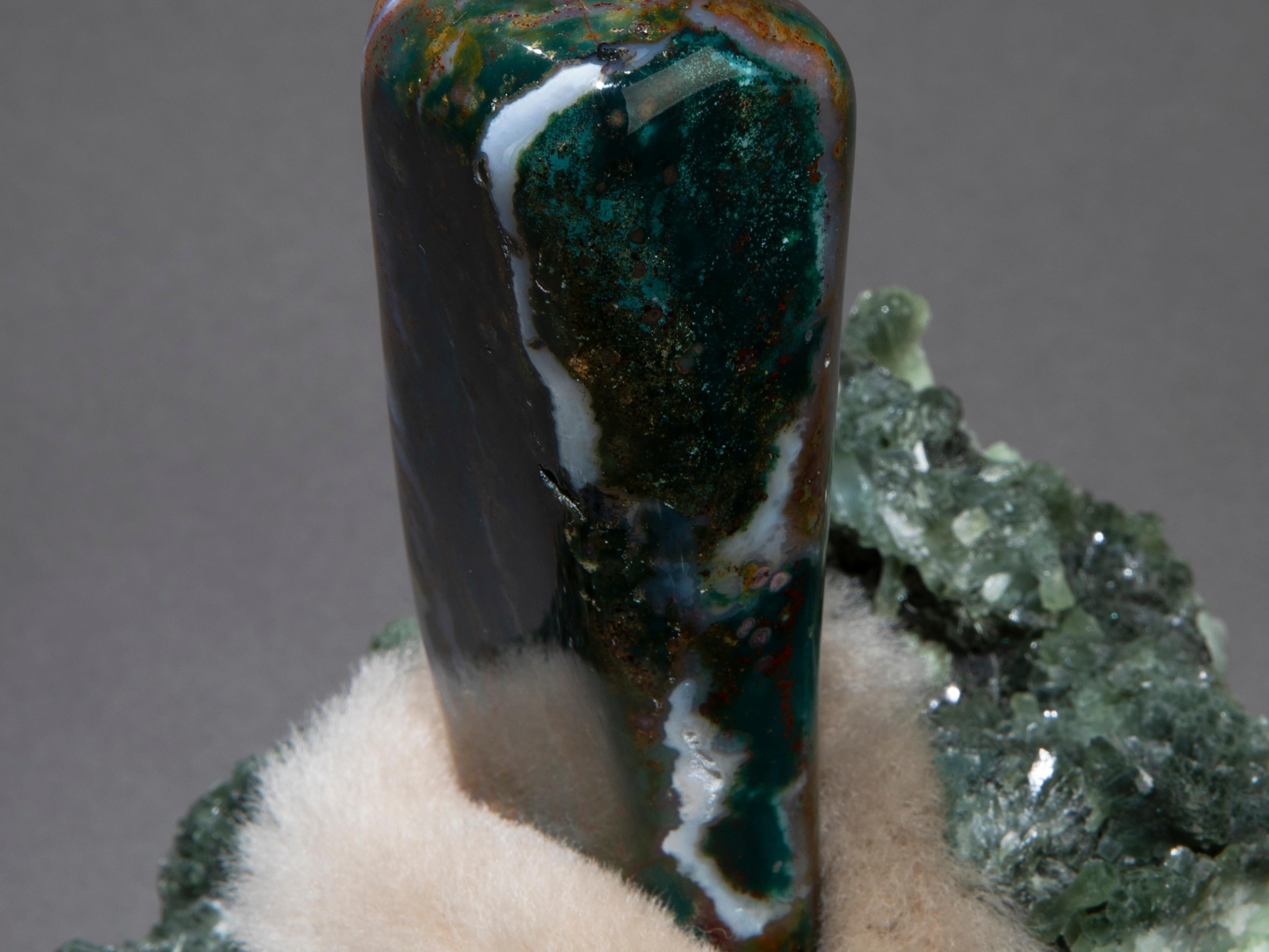 Studio Greytak Zebra Bloodstone Talisman on Prehnite For Sale at 1stDibs