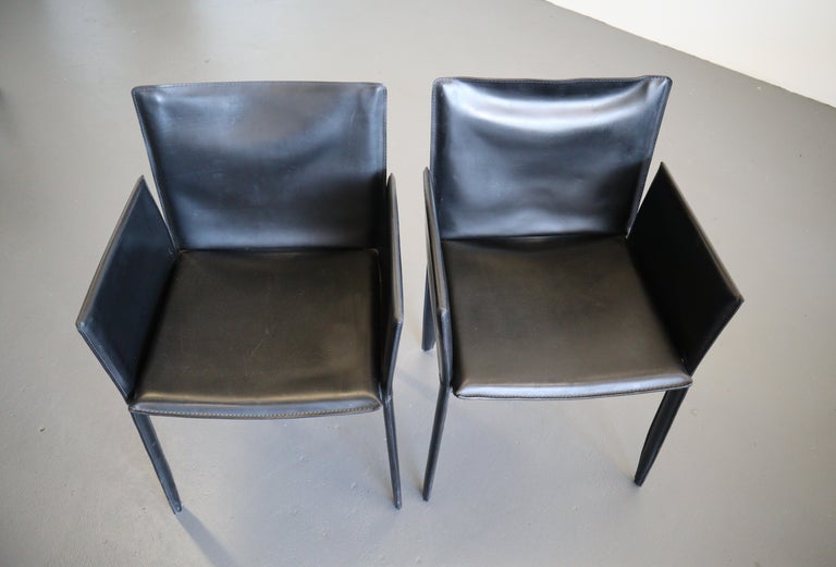 Studio Kronos Black Leather Cattelan Italia Dining Chairs For Sale at ...