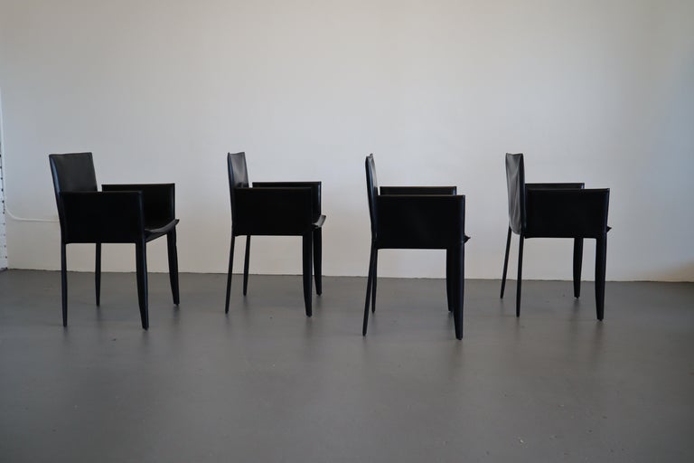 Studio Kronos Black Leather Cattelan Italia Dining Chairs For Sale at ...