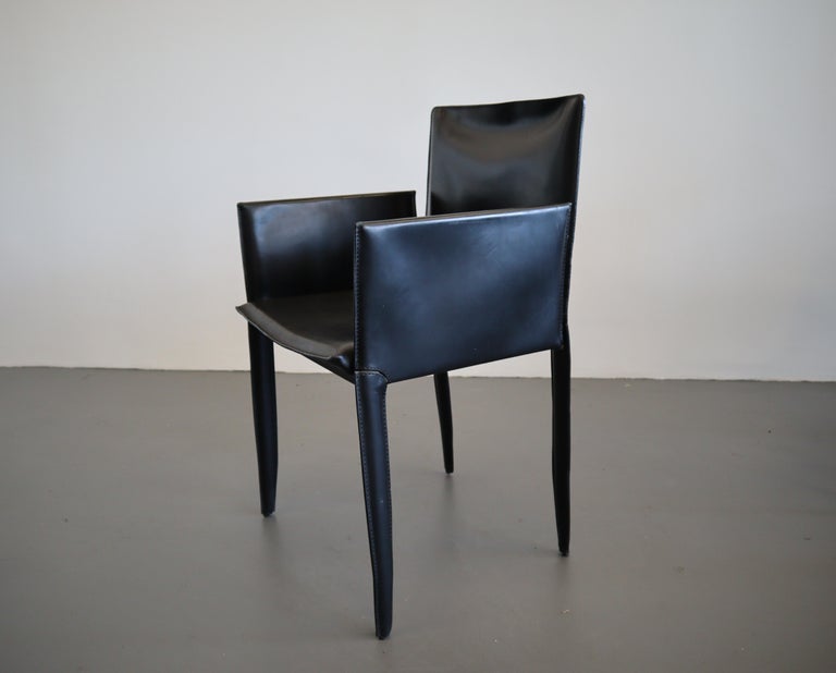 Studio Kronos Black Leather Cattelan Italia Dining Chairs For Sale at ...