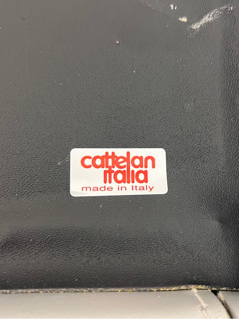 Studio Kronos Metallic Leather Piuma Chairs for Cattelan Italia, Set of Four For Sale at 1stDibs