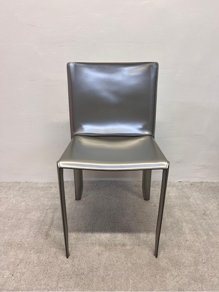 Studio Kronos Metallic Leather Piuma Chairs for Cattelan Italia, Set of ...