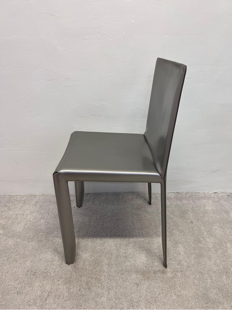 Studio Kronos Metallic Leather Piuma Chairs for Cattelan Italia, Set of ...
