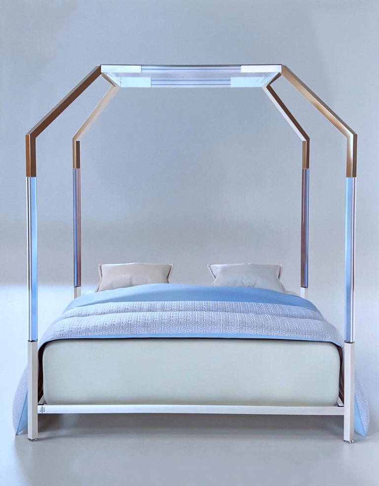 Studio Lucite and Nickel Limited Edition King Size Bed by Charles ...