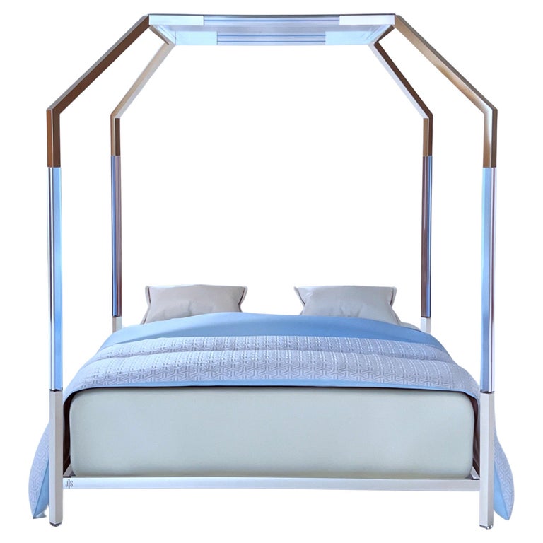 Studio Lucite and Nickel Limited Edition King Size Bed by Charles ...