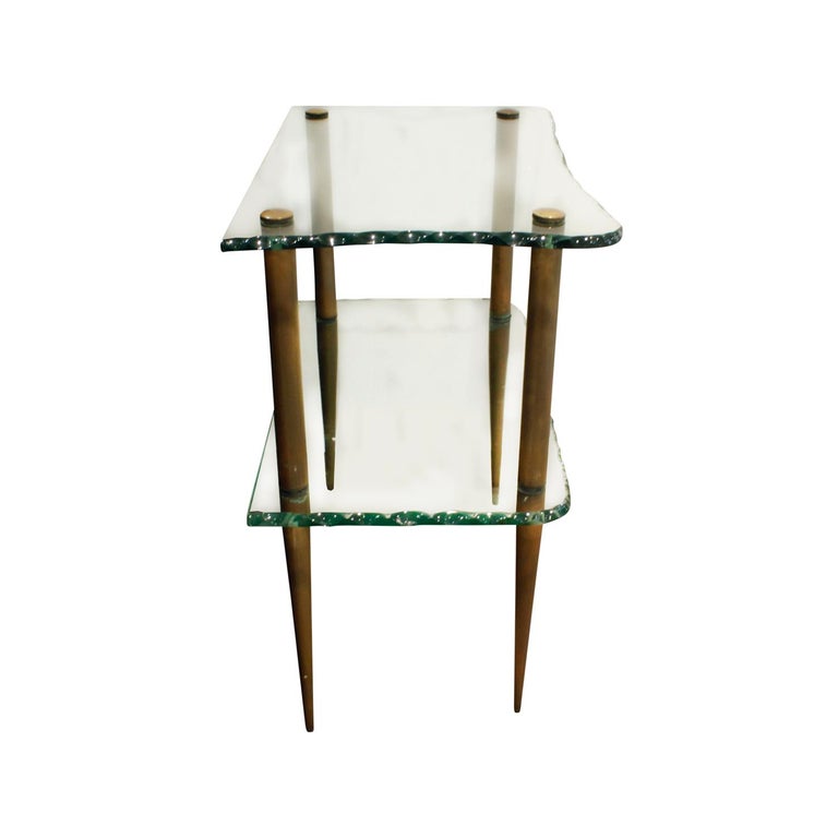 Studio Made Beautiful 2-Tier Console Table in Hand Chipped Glass, 1950s ...