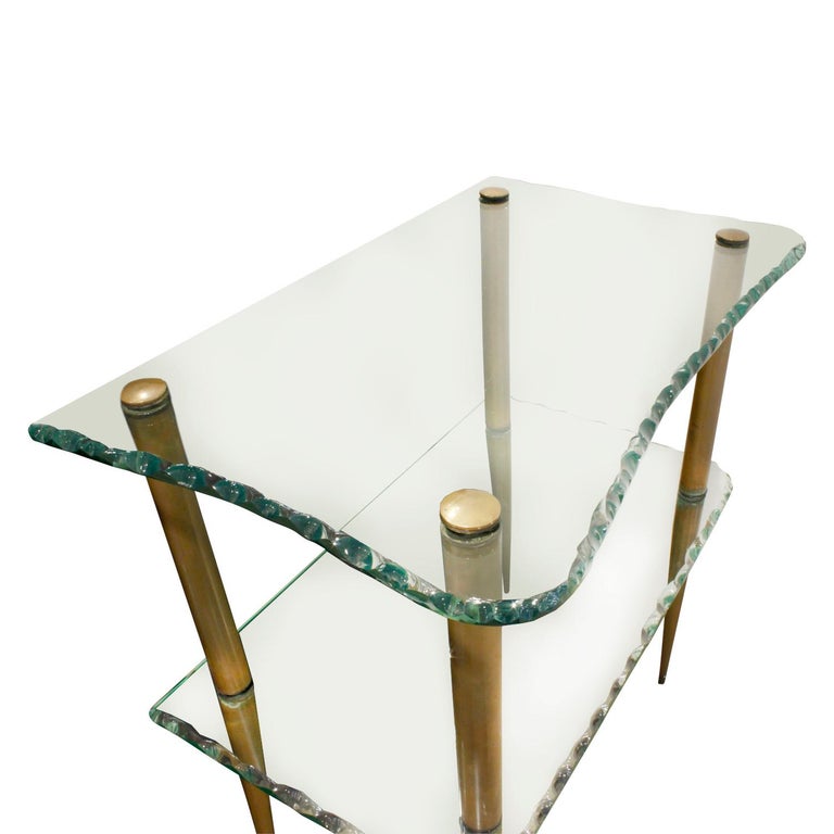 Studio Made Beautiful 2-Tier Console Table in Hand Chipped Glass, 1950s ...