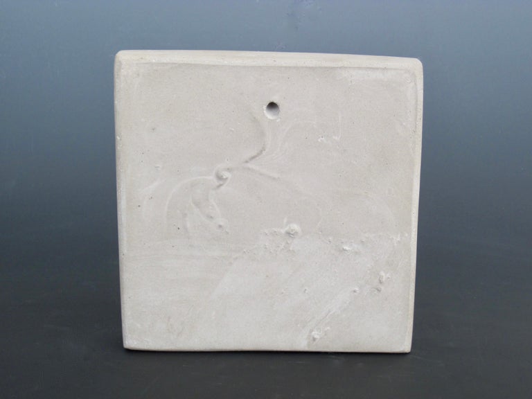 Studio Made Concrete and Gold Gilt Relief Art Tiles, Set of Four Hand ...