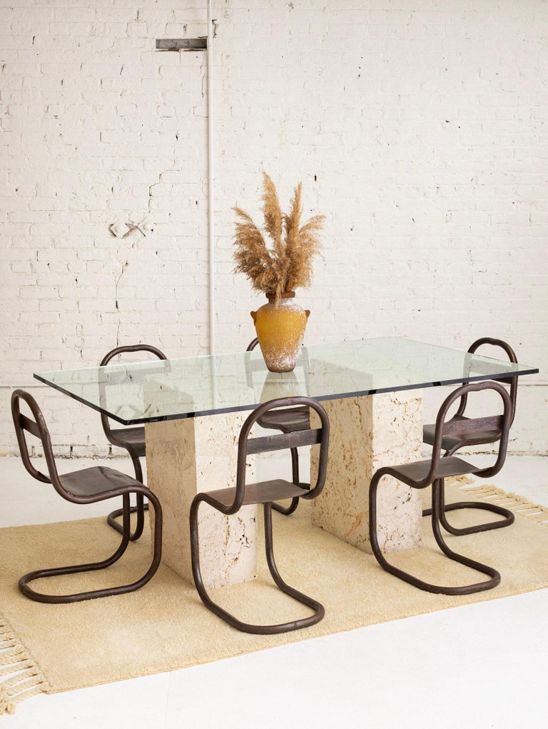 Studio Made Industrial Cantilever Dining Chairs, Set of 6 at 1stDibs