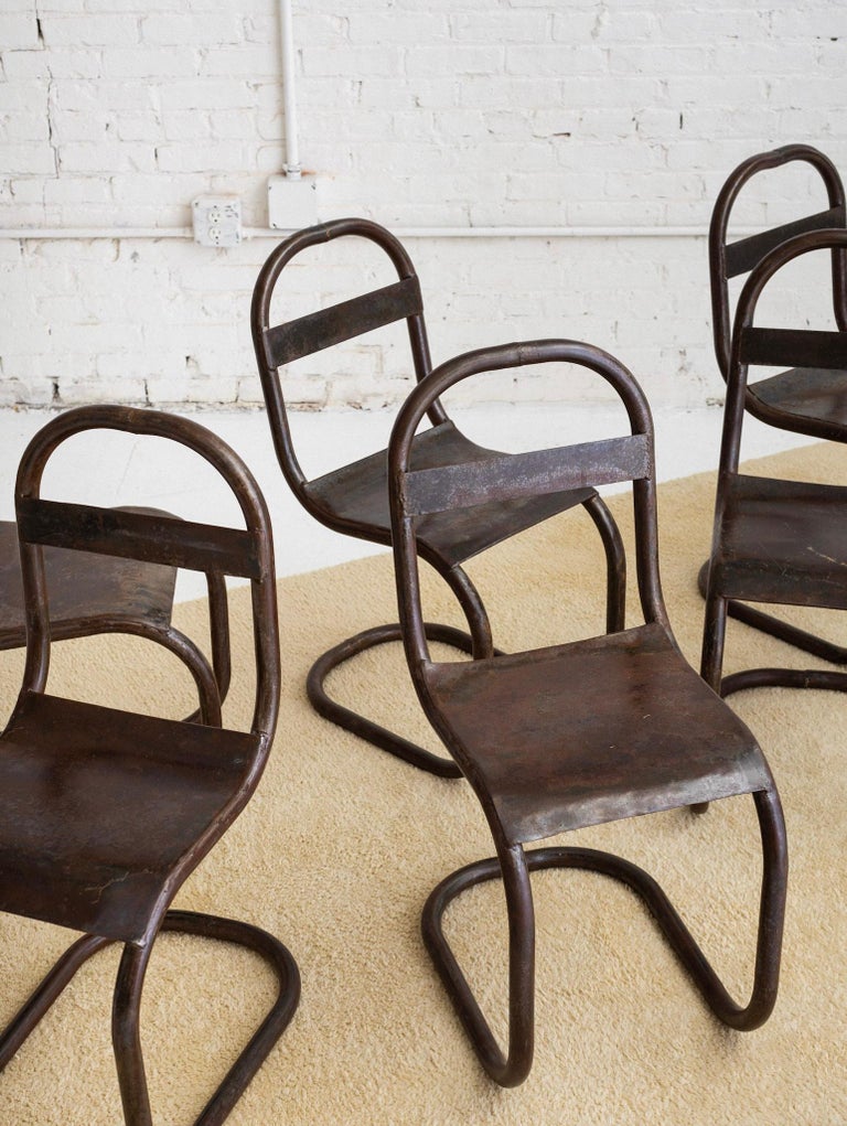 Studio Made Industrial Cantilever Dining Chairs, Set of 6 at 1stDibs