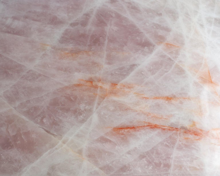 Studio Maison Nurita Pink Rose Quartz Table with Polished Poured Bronze ...