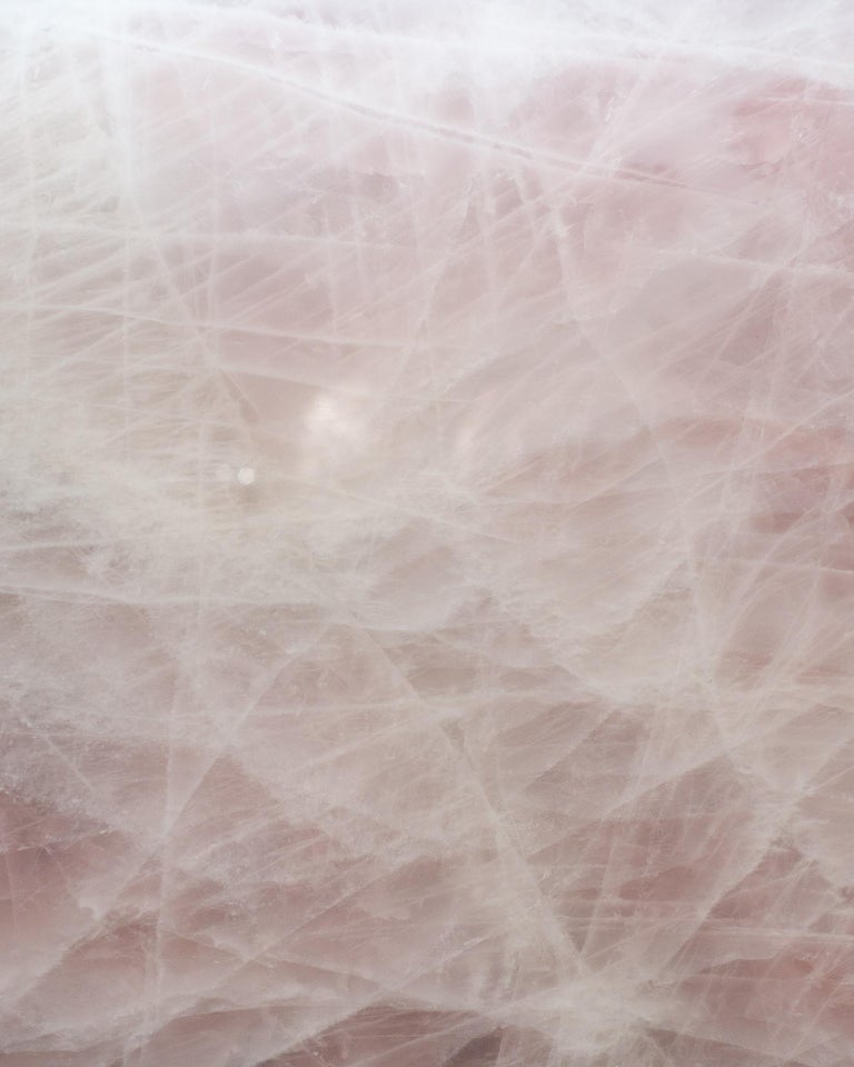 Studio Maison Nurita Pink Rose Quartz Table with Polished Poured Bronze ...