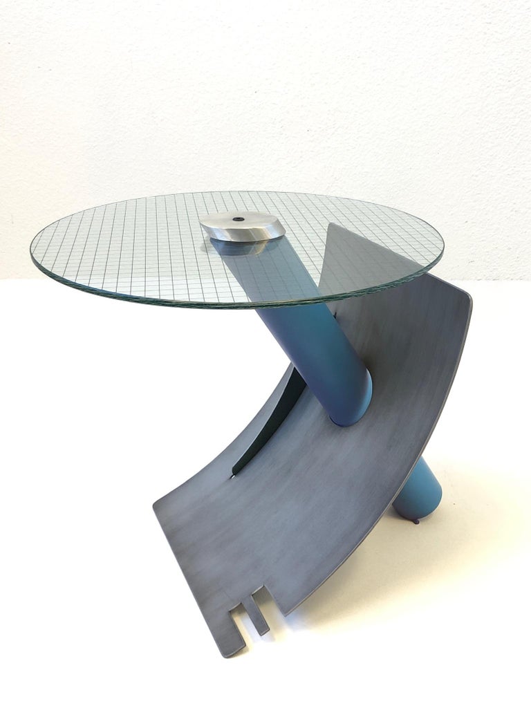 Studio Postmodern Steel and Glass Side Table by Michael Graham For Sale ...